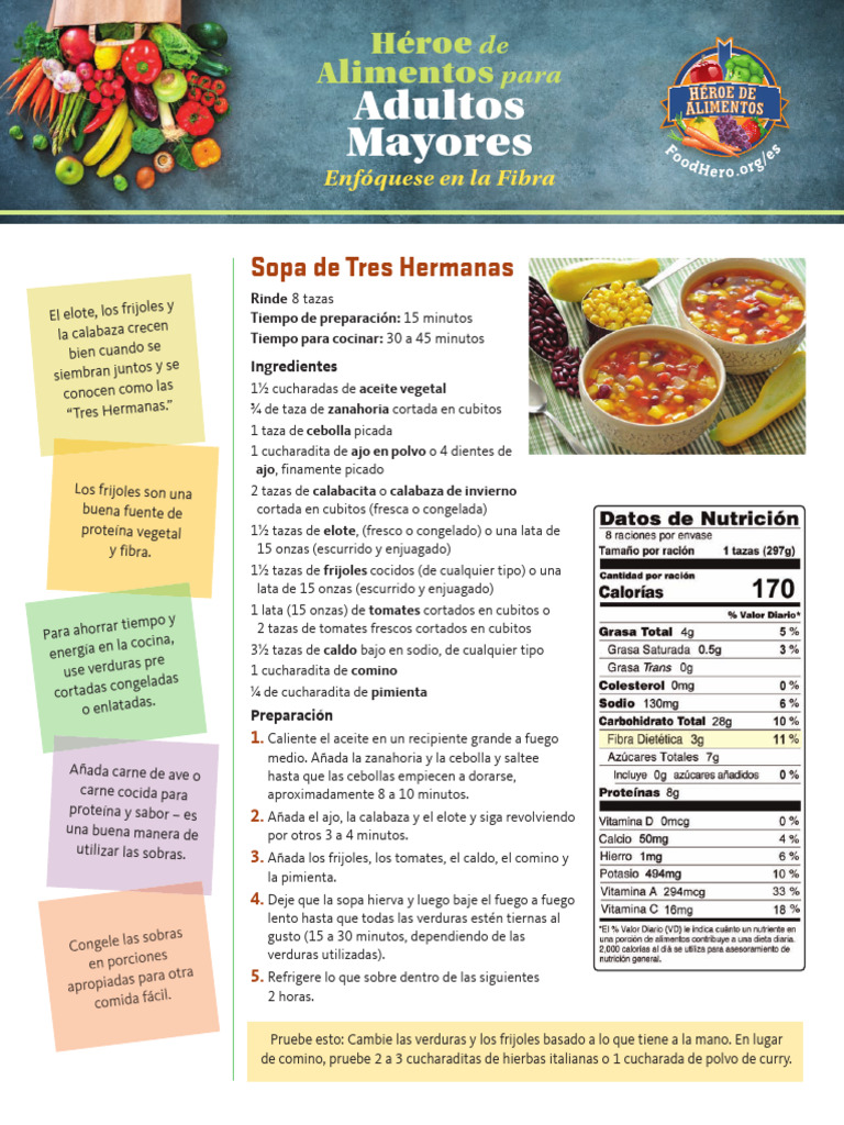 Web Spanish Fiber Older Adult Monthly 2020 0 | PDF | Sopa | Alimentos