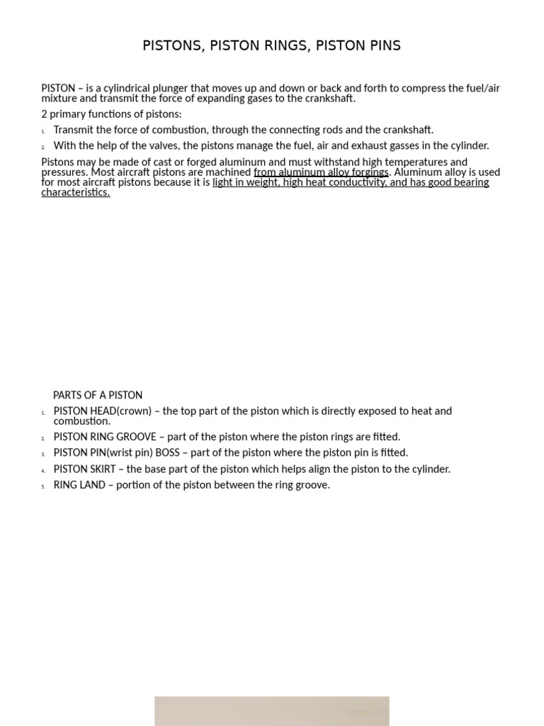 Pistons Piston Rings Piston Pins | PDF | Piston | Vehicle Parts