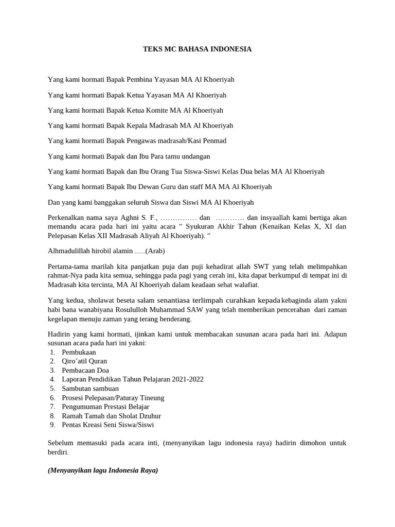 Teks MC Indo | PDF
