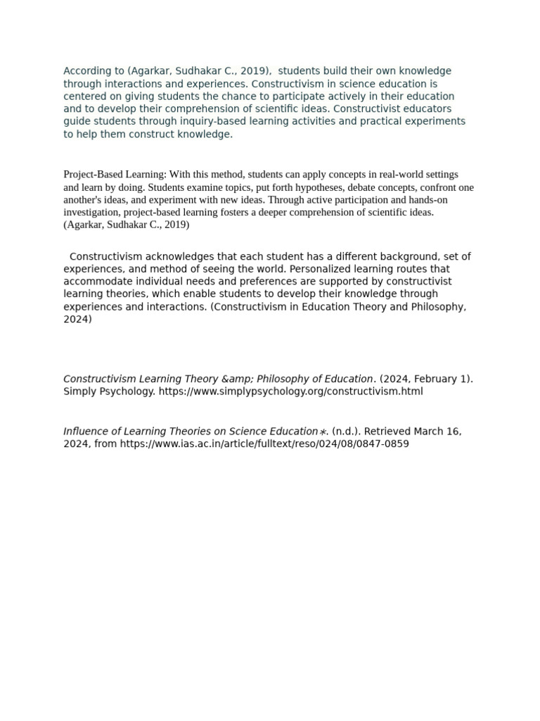 Constructivism And Active Learning In Education Pdf Constructivism