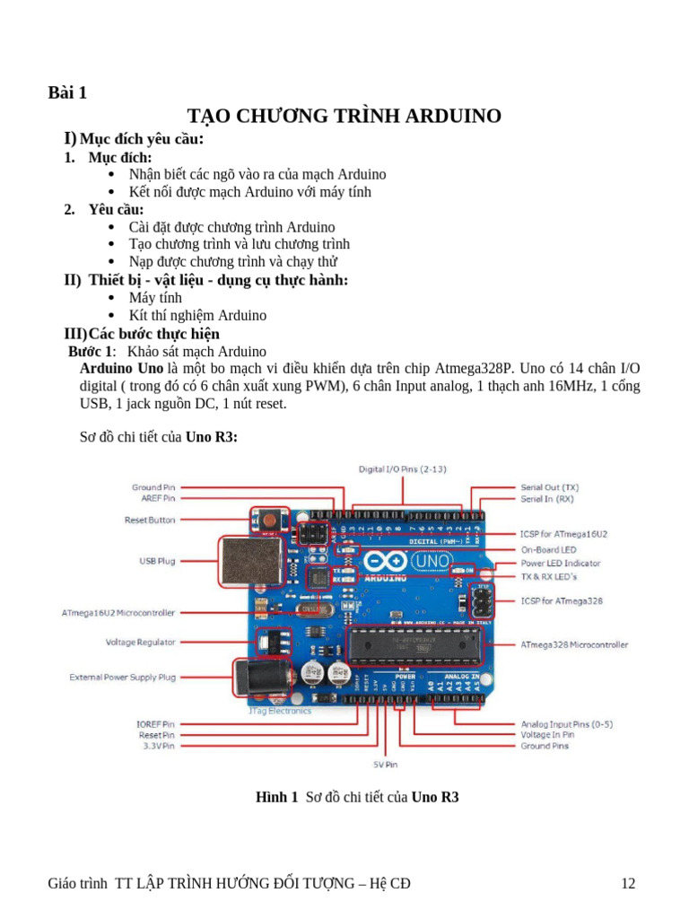 Bài 1 TAO CHUONG TRINH ARDUINO | PDF