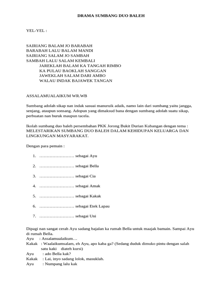 Drama Sumbang Duo Baleh BDK 2024 | PDF