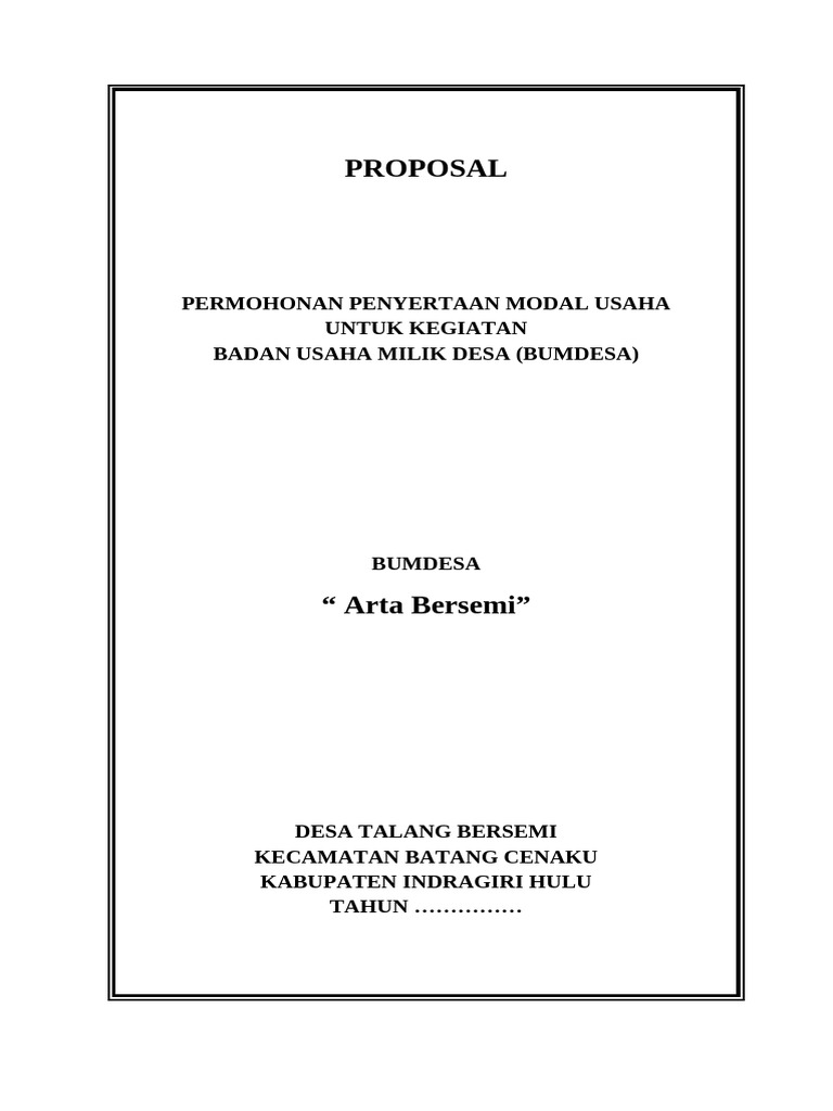 Proposal Modal Usaha BUMDesa | PDF