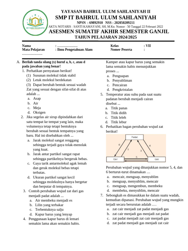 Sas Ganjil Ipa Vii - 24 25 | PDF