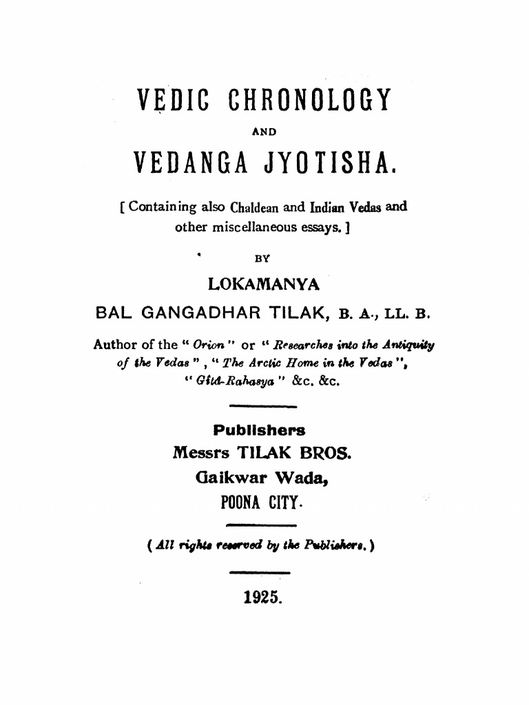 Jyotish 1925 Vedic Chronology and Vedanga Jyotish Astronomy Time Move ...