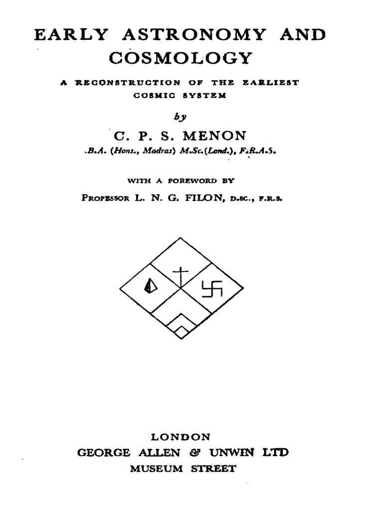 Jyotish - 1932 - C.P.S. Menon - Early Astronomy and Cosmology | PDF ...