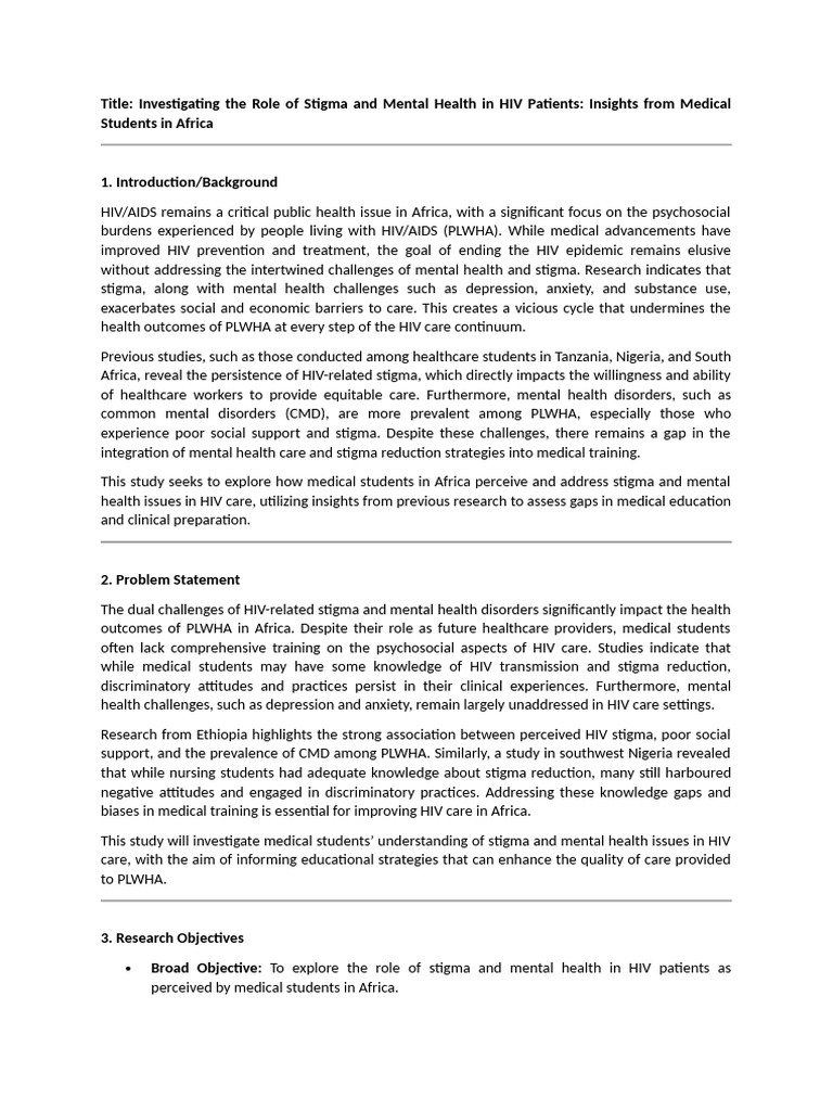 FAMSA HIV Concept Note Group B | PDF | Mental Health | Social Stigma
