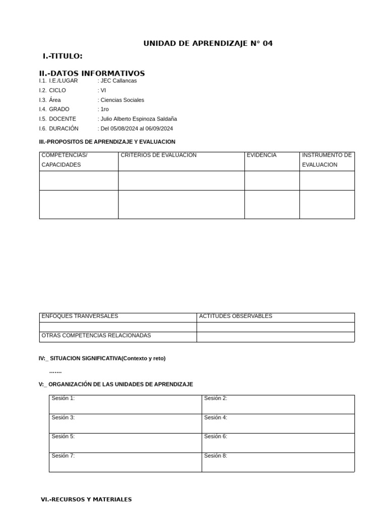 Formato de Unidad de Aprendizaje | PDF