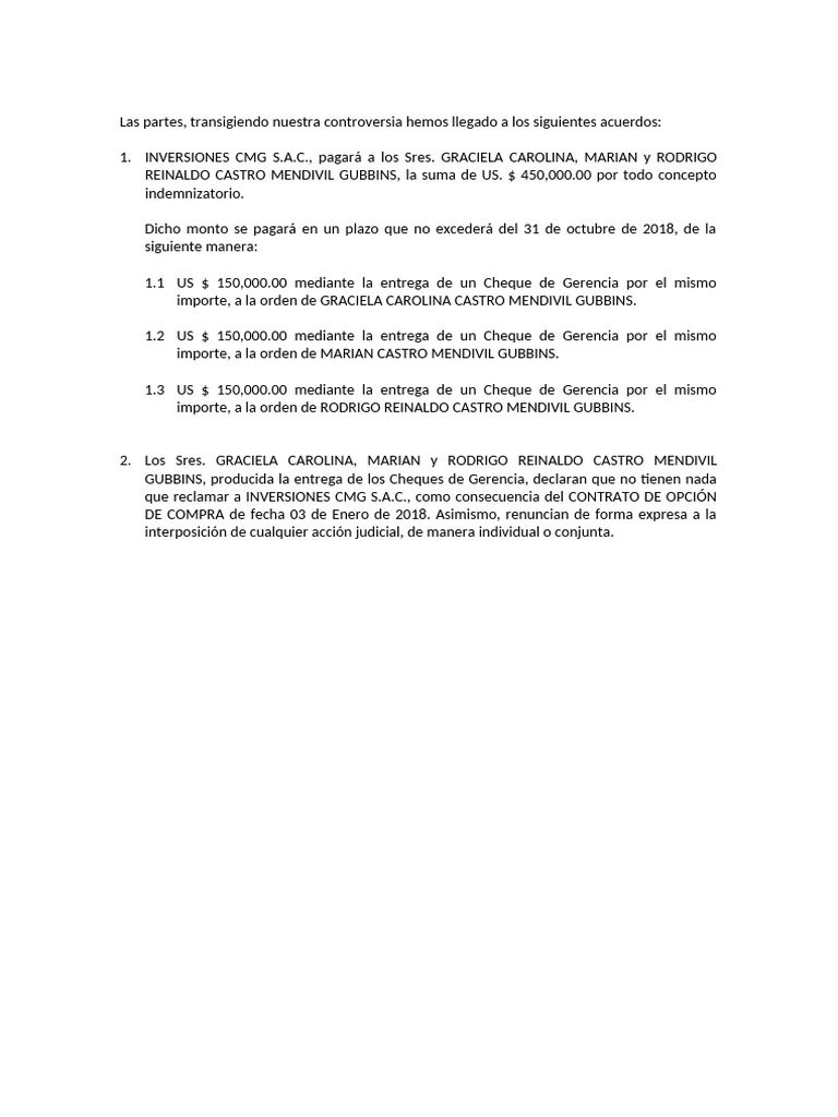 CMG - Propuesta Conciliatoria | PDF