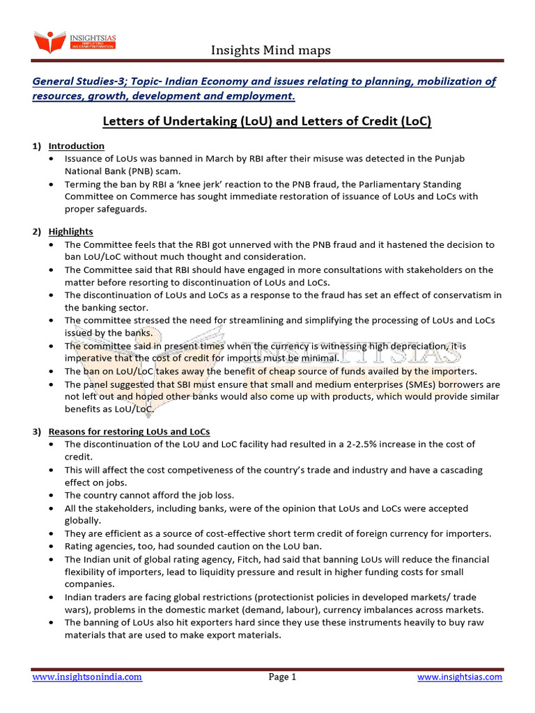 Restore LoUs and LoCs for Indian Trade | PDF | Letter Of Credit | Banks
