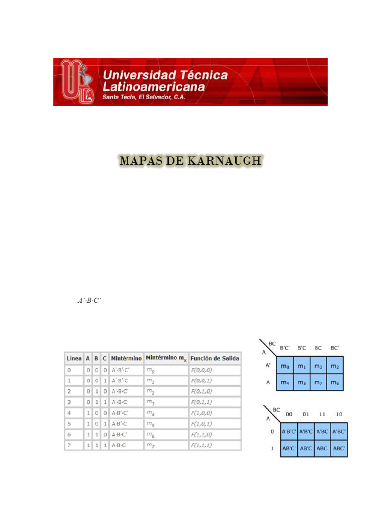Mapas Karnaugh | PDF | Álgebra de Boole | Enseñanza de matemática