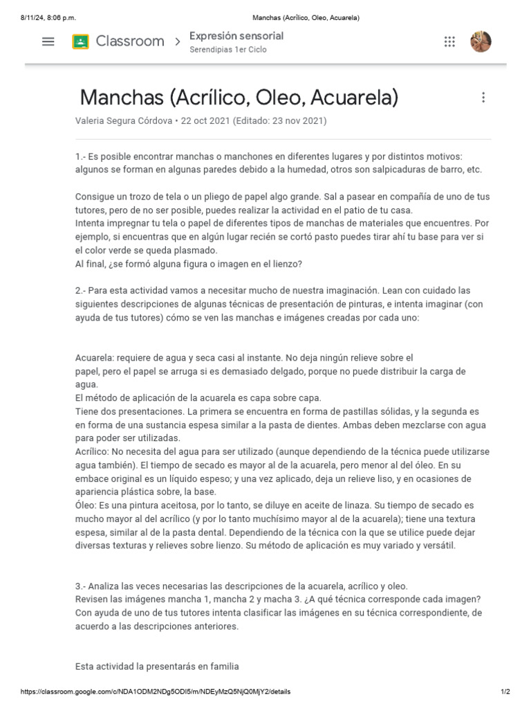 10 Expresión Sensorial - Manchas (Acrílico, Oleo, Acuarela) | PDF ...