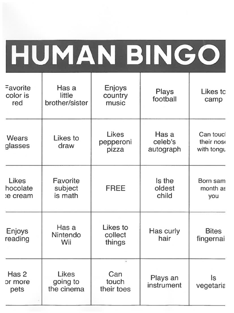 Human Bingo Sheet | PDF