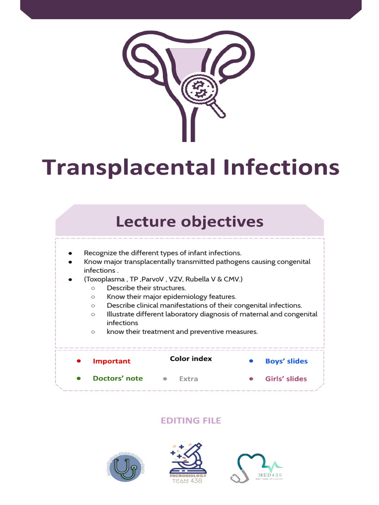 L1-Transplacental Infections | PDF | Infection | Medical Specialties