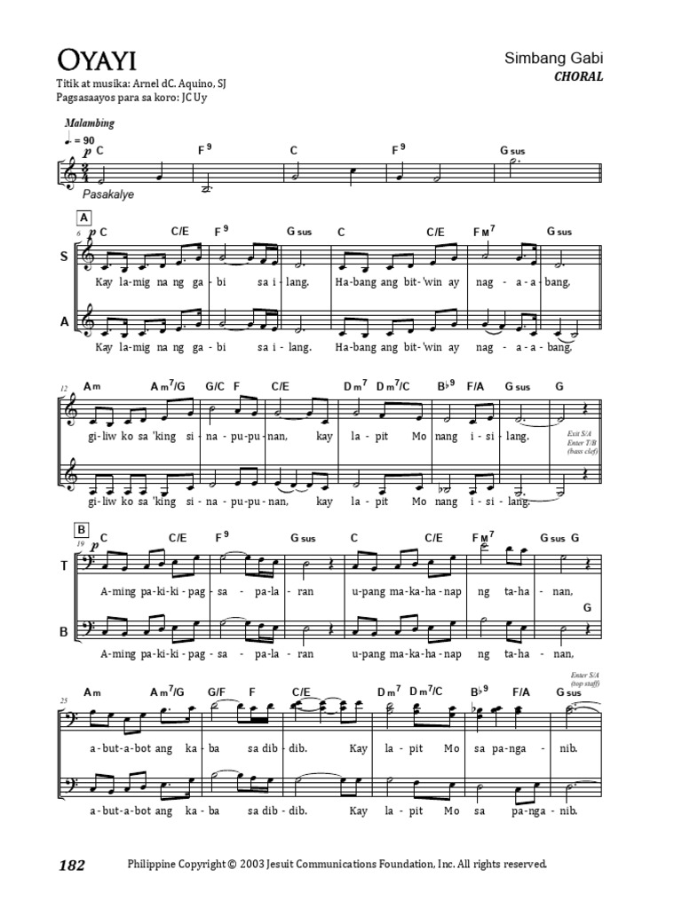 24 Oyayi PNHAquino - Choral | PDF