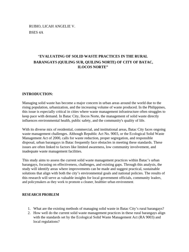 Thesis 01 | PDF | Waste Management | Sustainability