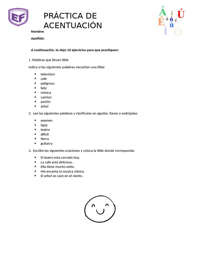 Práctica de Acentuación en Español | PDF