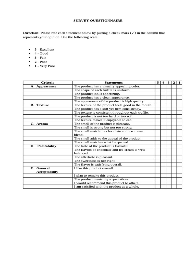 Survey Questionnaire | PDF
