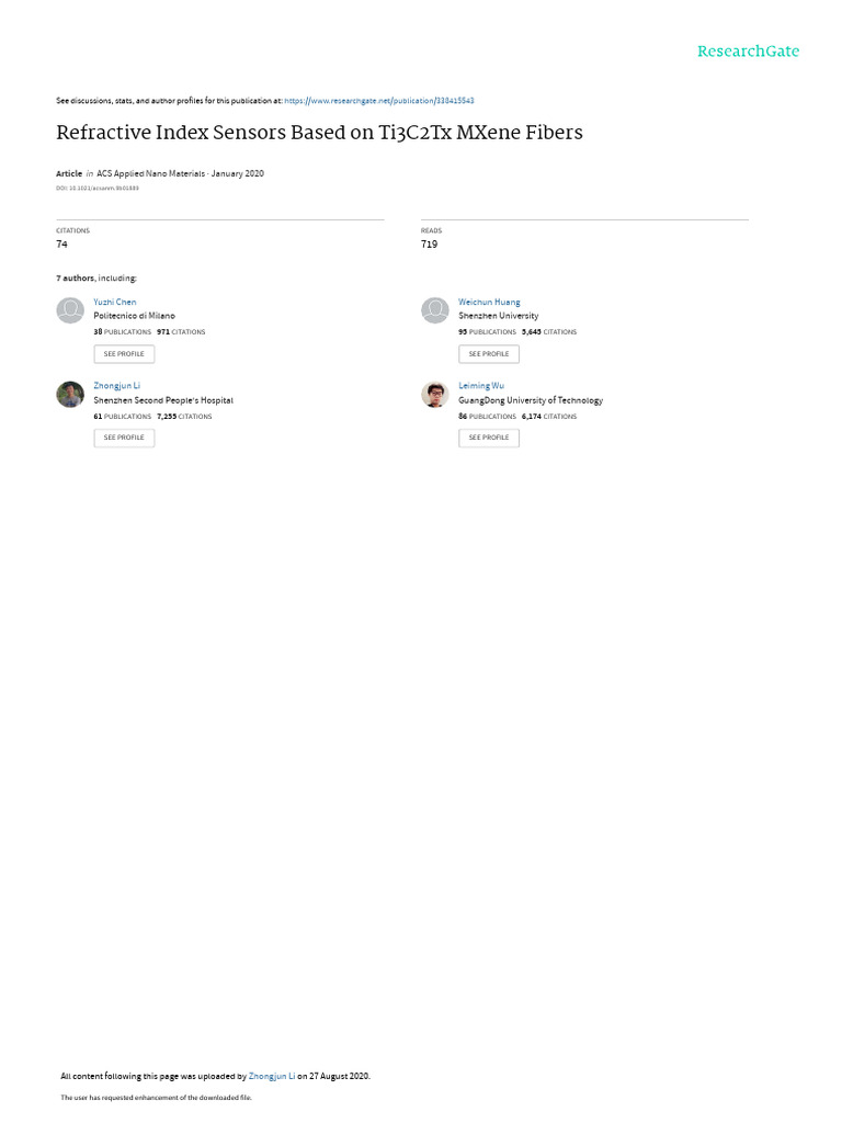 Refractive Index Sensors Based On Ti3C2Tx MXene Fi | PDF | Surface ...
