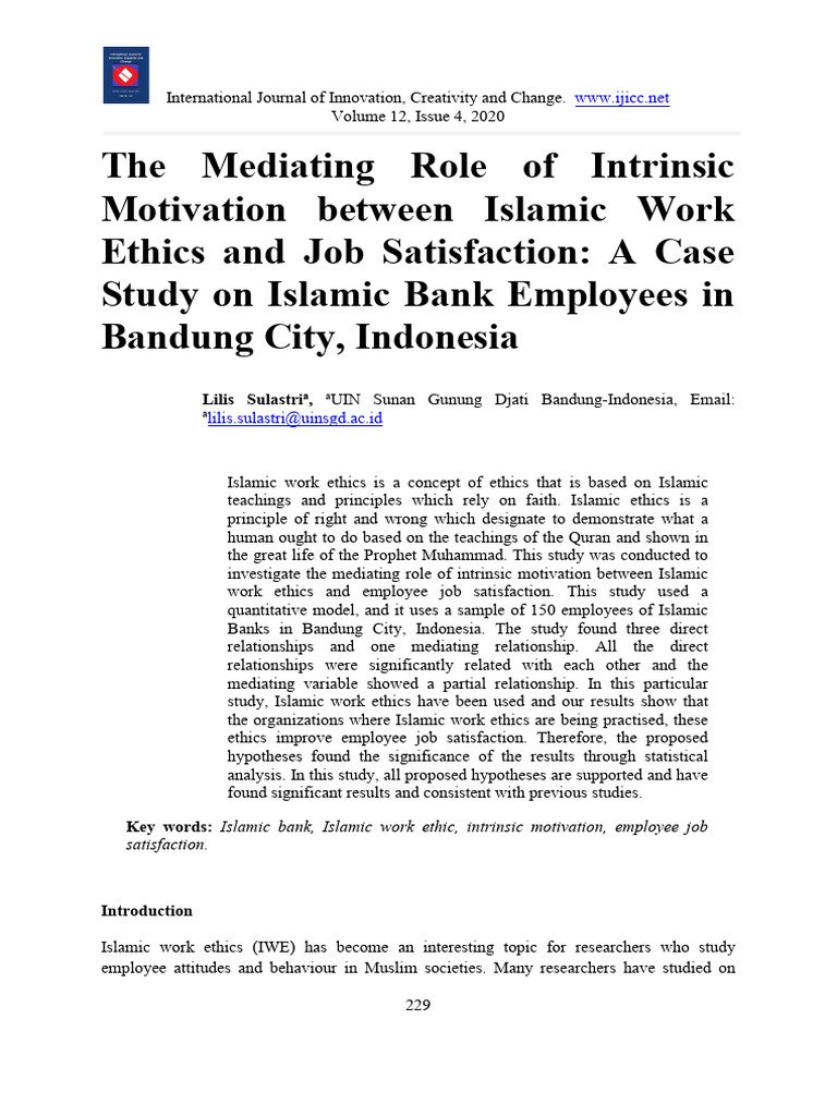 Islamic Work Ethics and Job Satisfaction | PDF | Job Satisfaction | Structural Equation Modeling