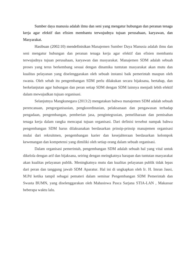 Pengertian MSDM | PDF