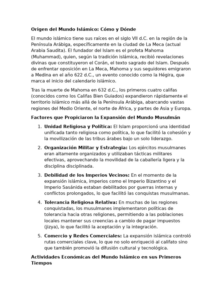 Origen Del Mundo Islámico | PDF | Mahoma | Capitalismo