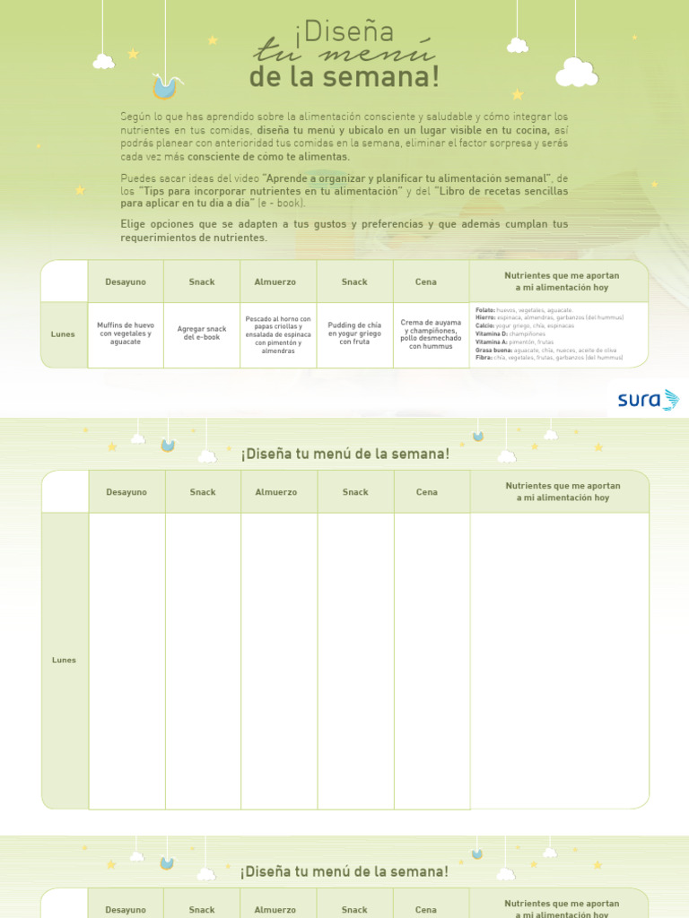 Planifica tu Menú Semanal Saludable | PDF | Almuerzo | Cocina