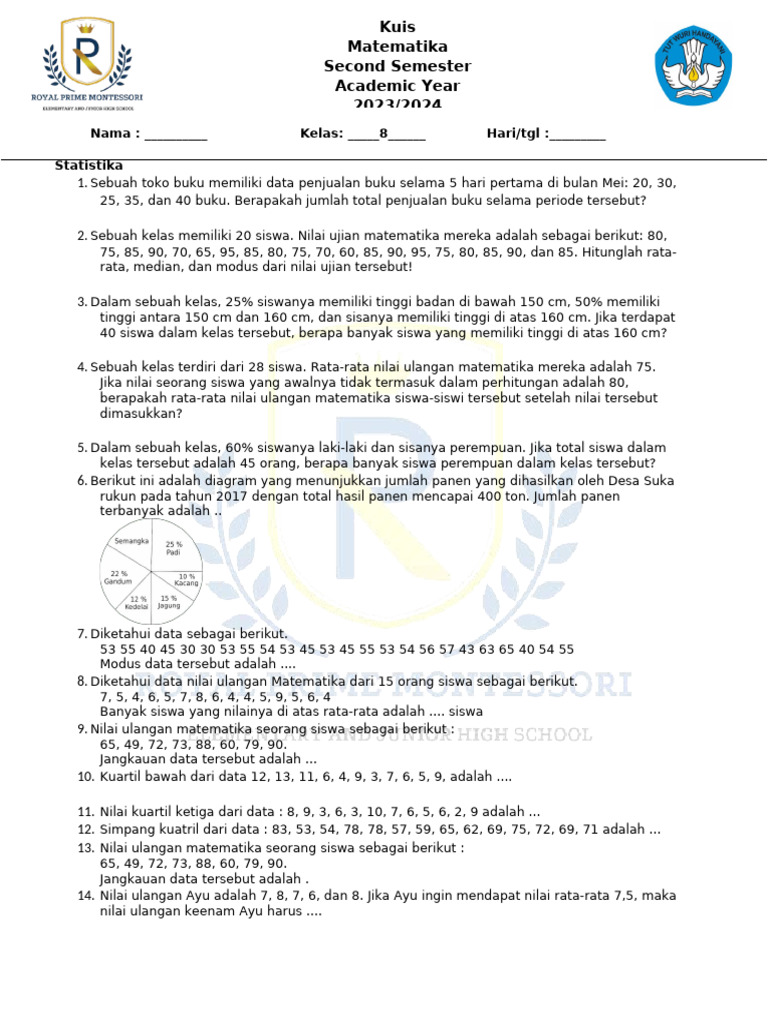 Kuis Statistika Kelas 8 | PDF