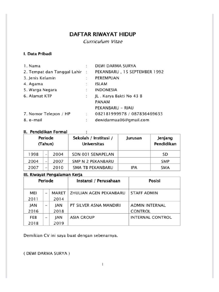 Data Diri | PDF