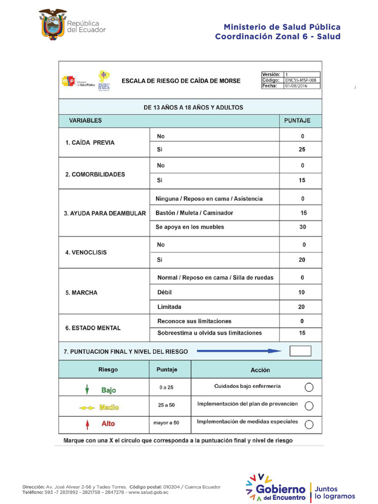 Escala Riesgo De Caida Pdf