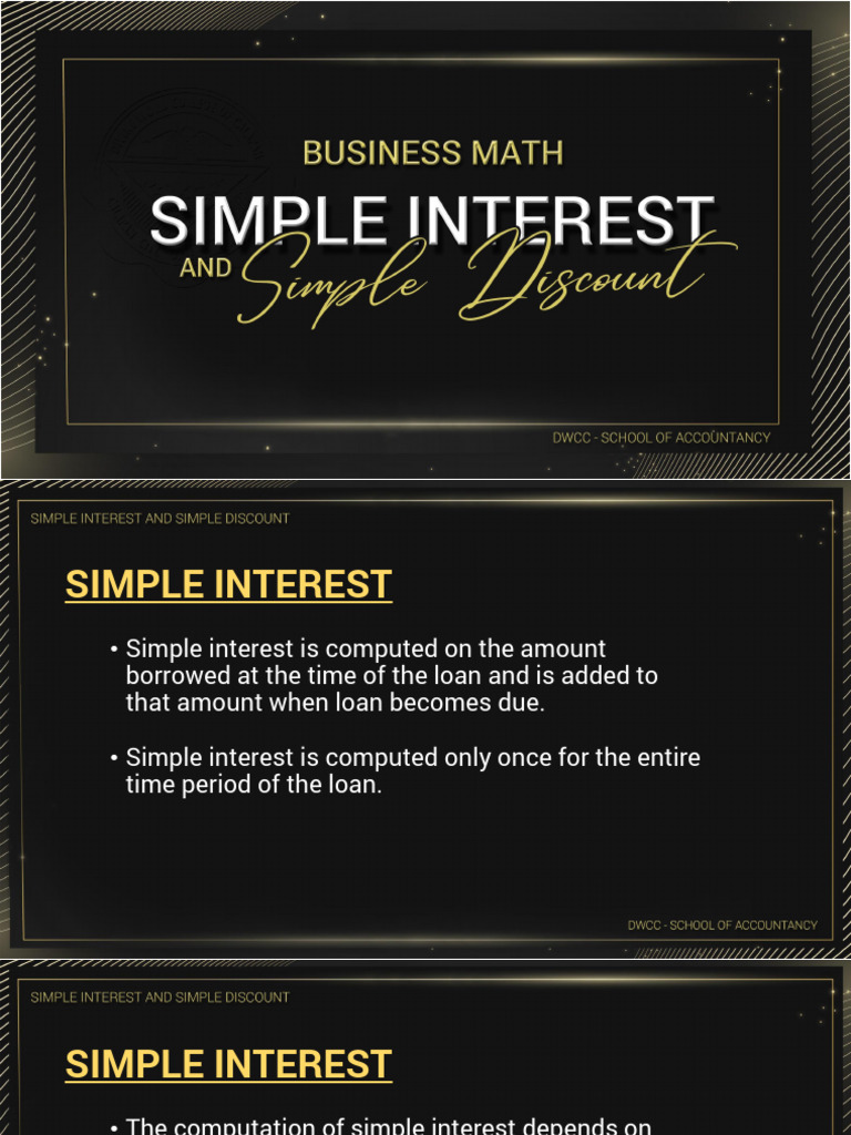Simple Interest and Discount Part1 | PDF | Interest | Present Value