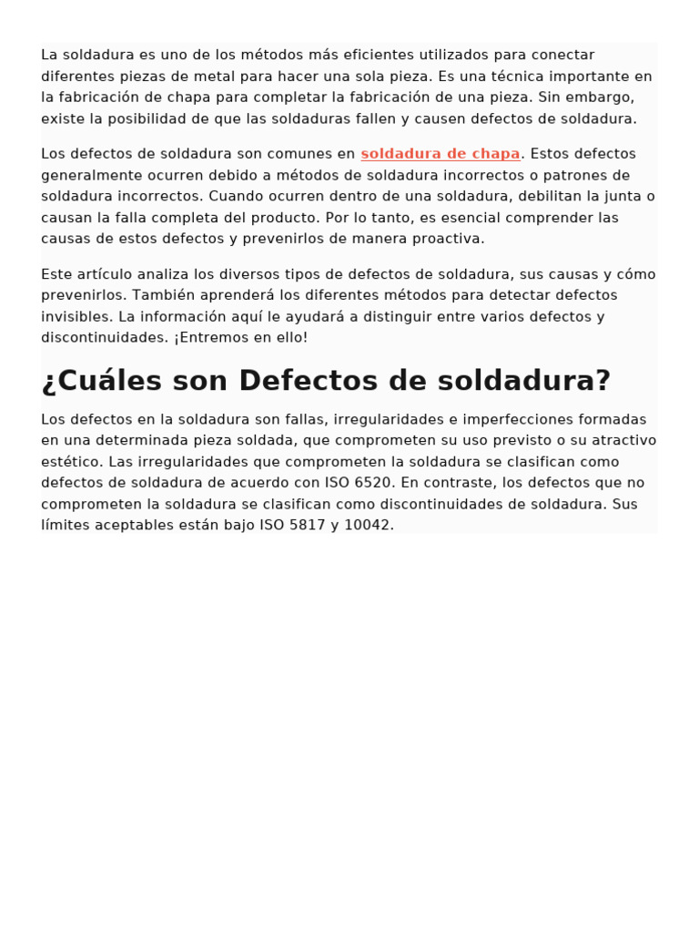 Defectos de Soldadura: Causas y Prevención | PDF | Soldadura | Construcción
