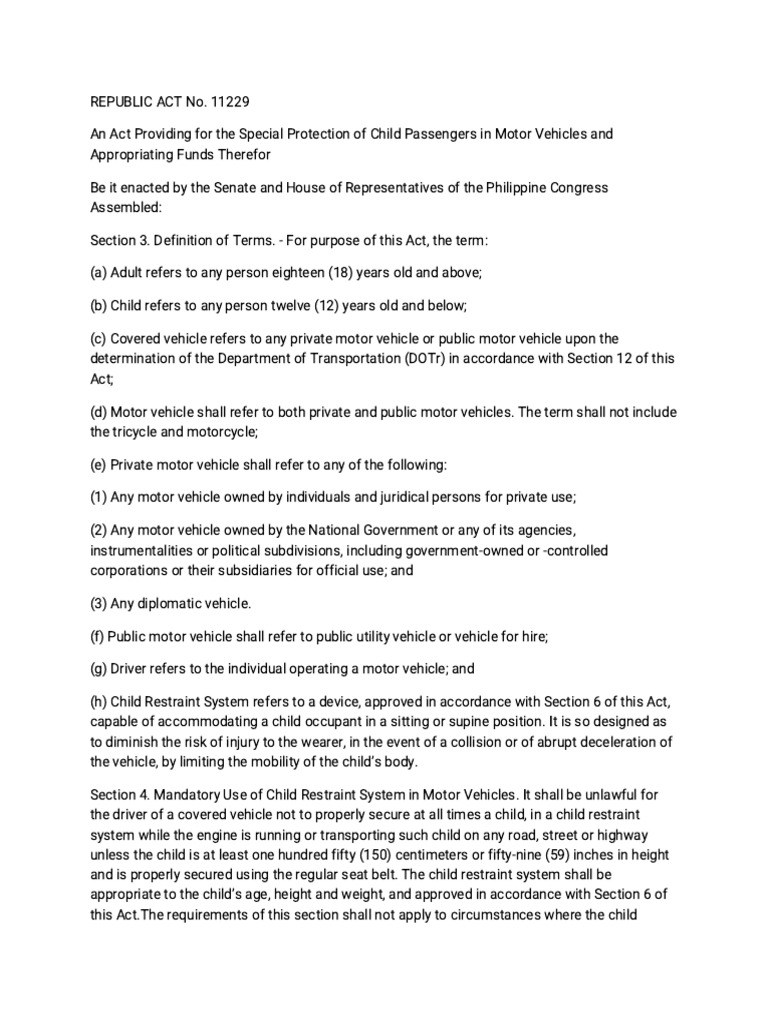 Ra 11229 | PDF | Seat Belt | Vehicles