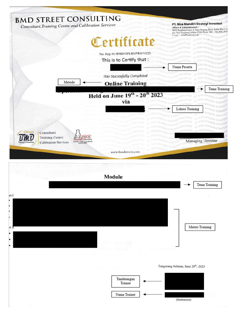 Sample Sertifikat BMD | PDF