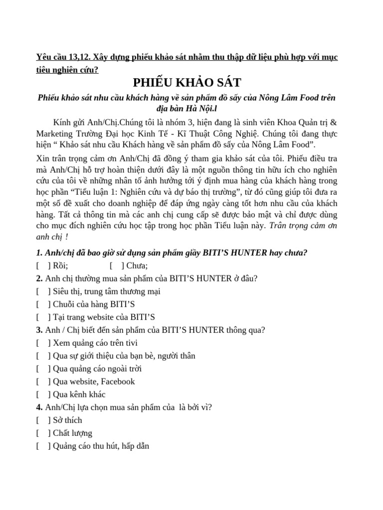 Khảo Sát Của Bitis | PDF