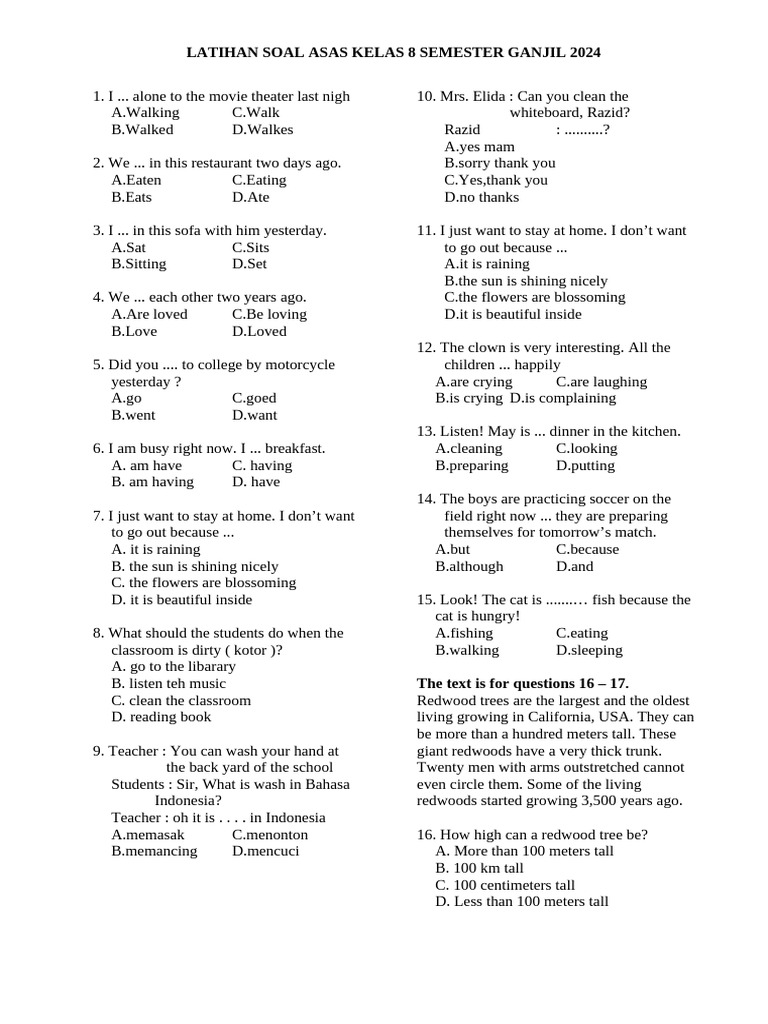 SOAL Latihan ASAS Kelas 8 | PDF