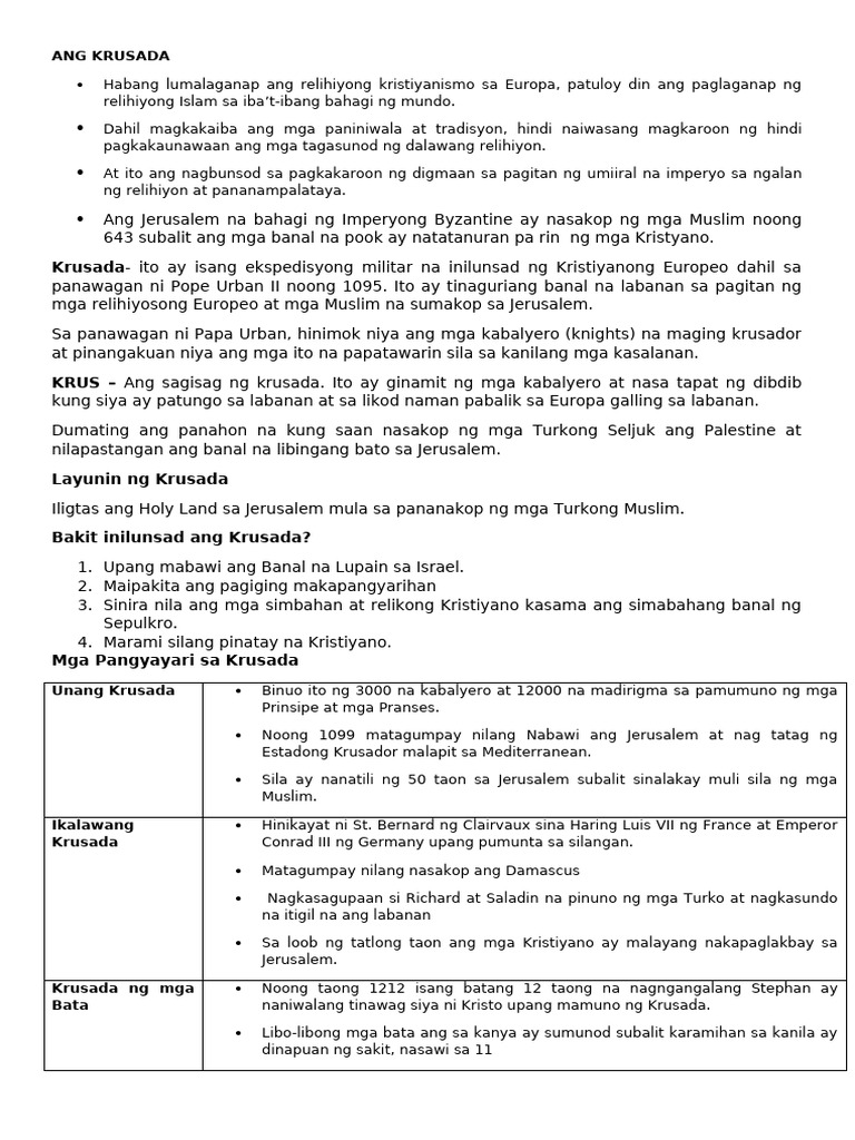 Ang Krusada Notes | PDF