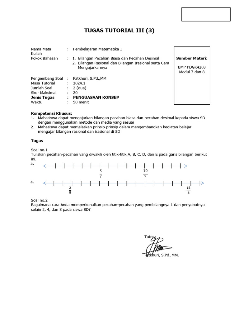 Tugas Tutorial Iii - PDGK4203 | PDF
