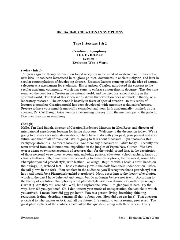 Creation Evidence DR Carl Baugh | PDF | Universe | Evolution