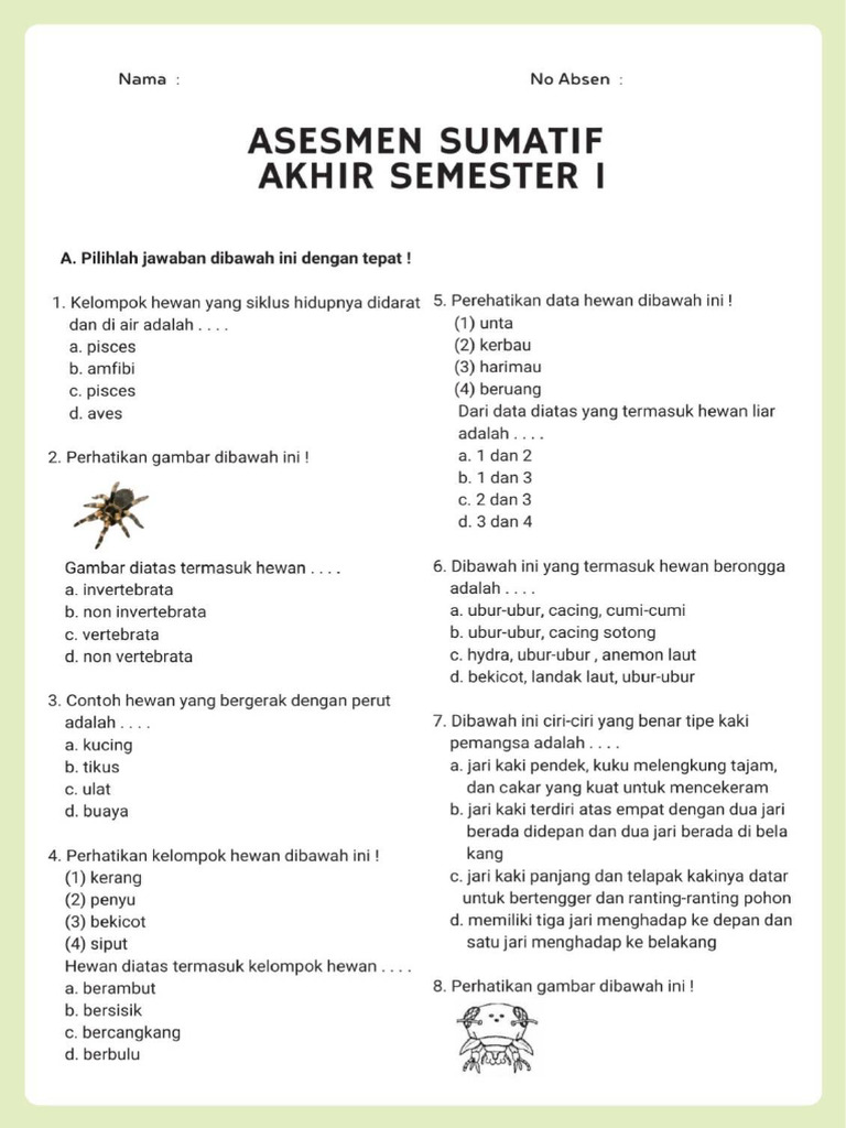 Soal Sumatif Akhir Semester Kelas 3 Semester 1 IPAS | PDF
