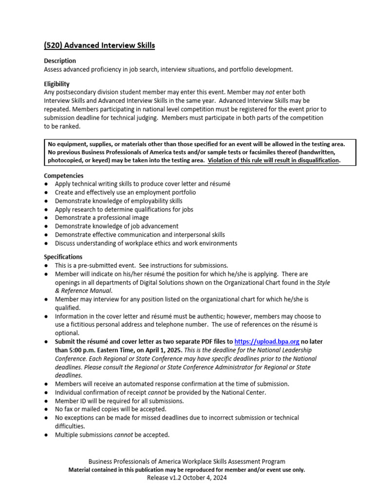 Advanced Interview Skills Assessment Guide | PDF | Résumé | Skill