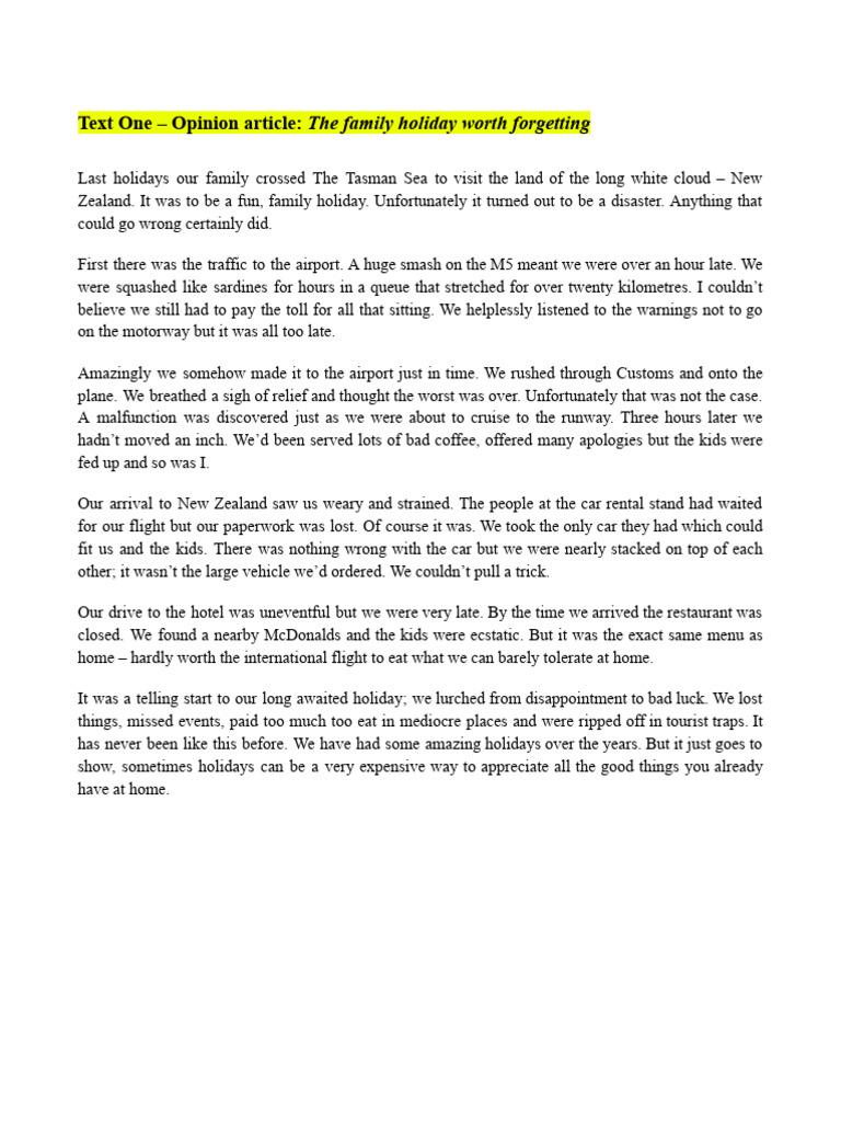 Sample Unseen Texts | PDF