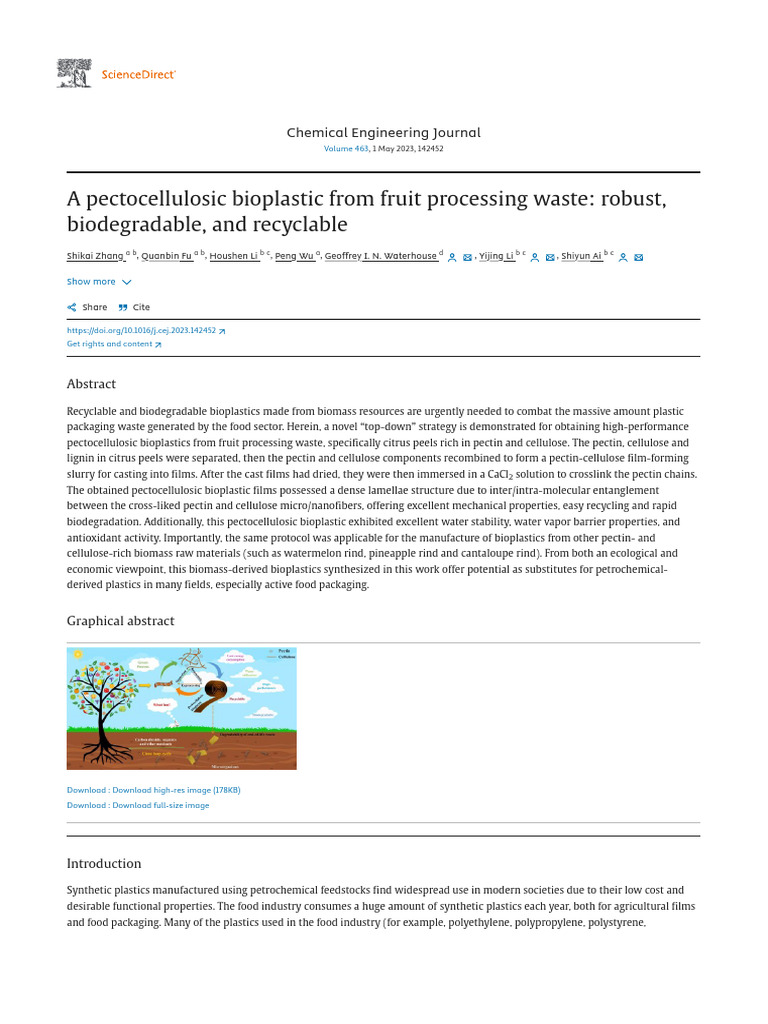 Biodegradable Bioplastics from Fruit Waste | PDF | Plastic | Materials