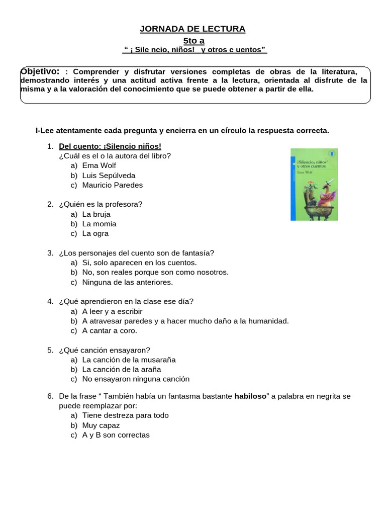 Evaluacion Silencio Ninos Y Otros Cuentos Pdf