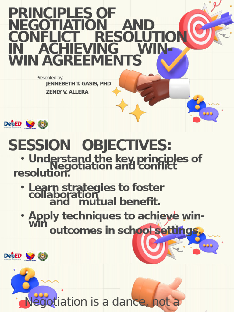 Principles of Negotiation and Conflict | PDF | Negotiation | Conflict ...