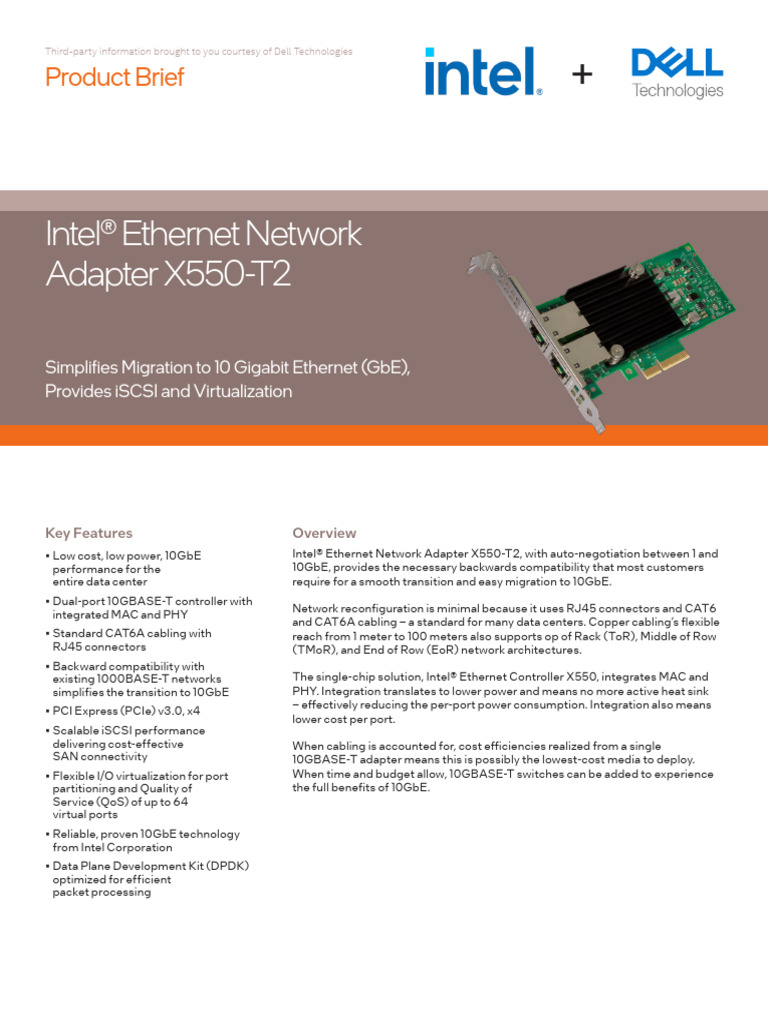Dell Sage Pond X550 GbE - 18 | PDF | Computer Network | Network Interface Controller