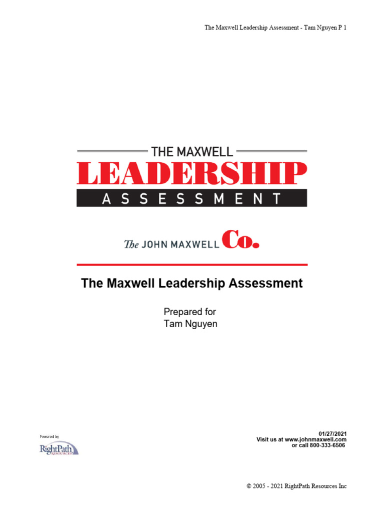 The Maxwell Leadership Assessment: Prepared For Tam Nguyen | PDF ...
