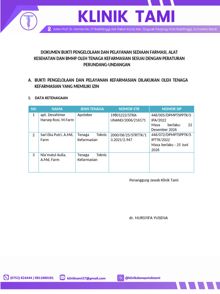3.15 Ep 1.2 Dokumen Bukti Pengelolaan Dan Pelayanan Kefarmasian Klinik Tami | PDF