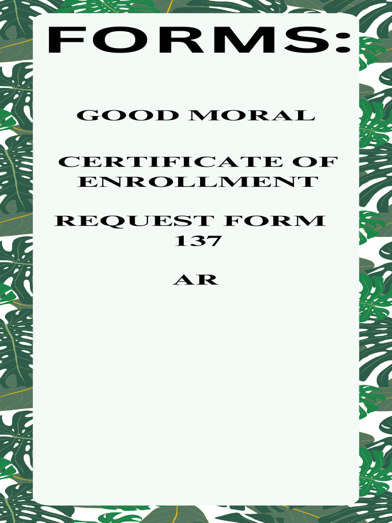 Green Modern Tropical Leaves Background Bookmark | PDF