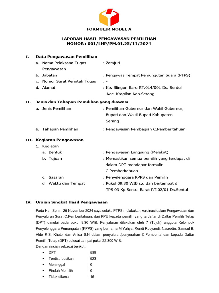 Pengawsan C.pemberitahuan TPS 003 | PDF